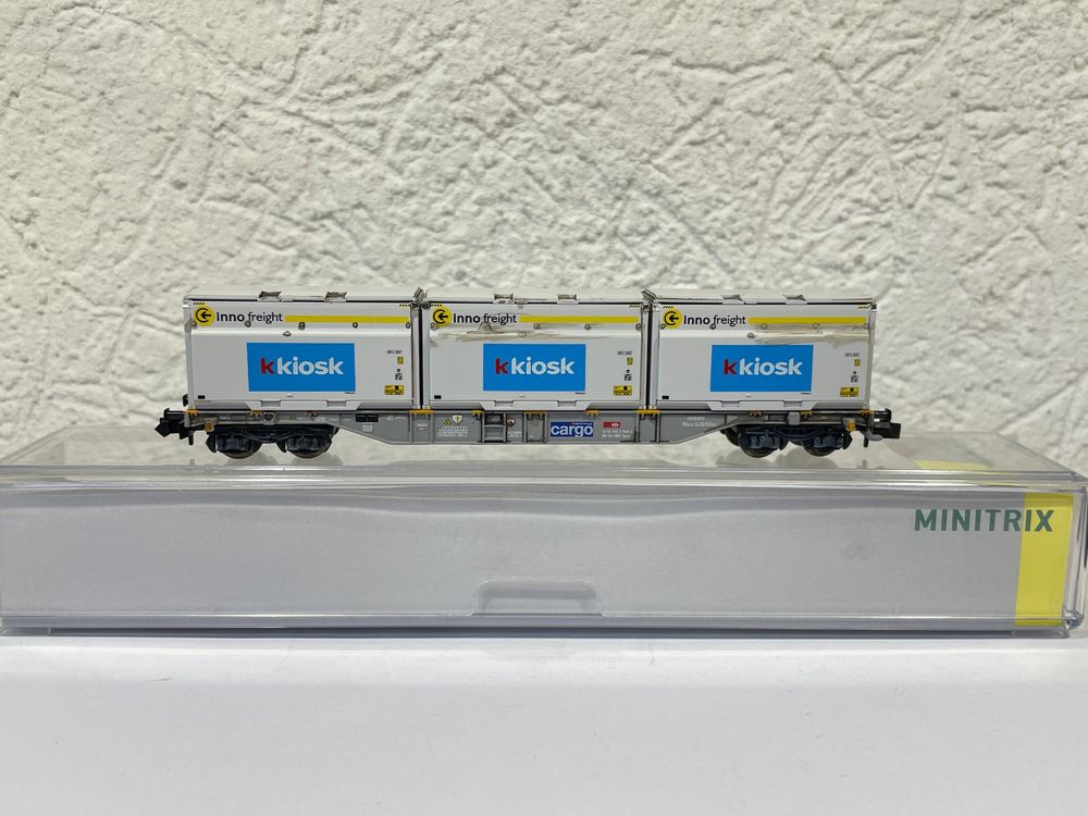Minitrix 18405 SBB Cargo Kiosk Press&Book Containertragwagen (Neu ...