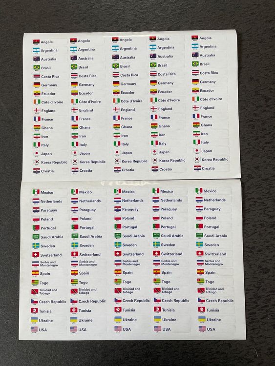 2 Bogen Länderflaggen der Welt, Sticker, selbstklebend | Kaufen auf Ricardo
