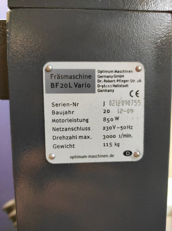 Optimum BF20 L Vario Bohr-Fräsmaschine | Kaufen auf Ricardo