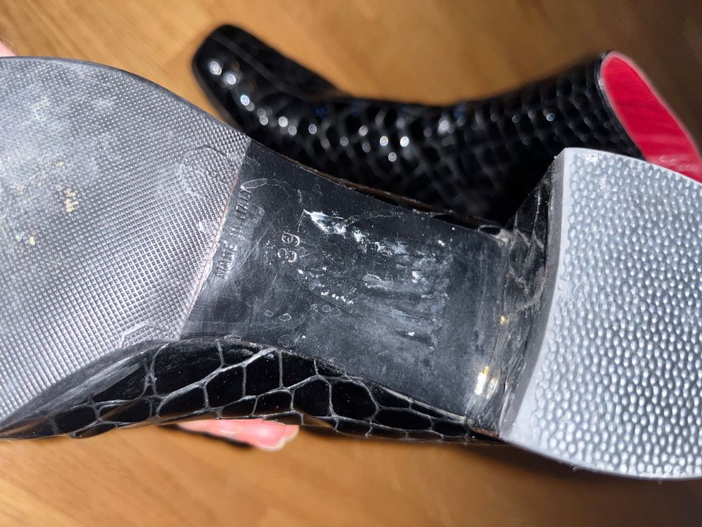 Vintage MIU MIU Gr 39 Stiefel 90er Lackleder Schwarz VIBRAM | Kaufen auf Ricardo