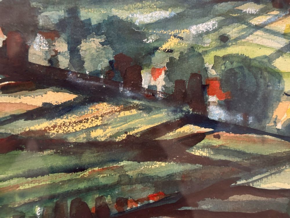 Aquarelle sur carton "Paysage de campagne" | Kaufen auf Ricardo