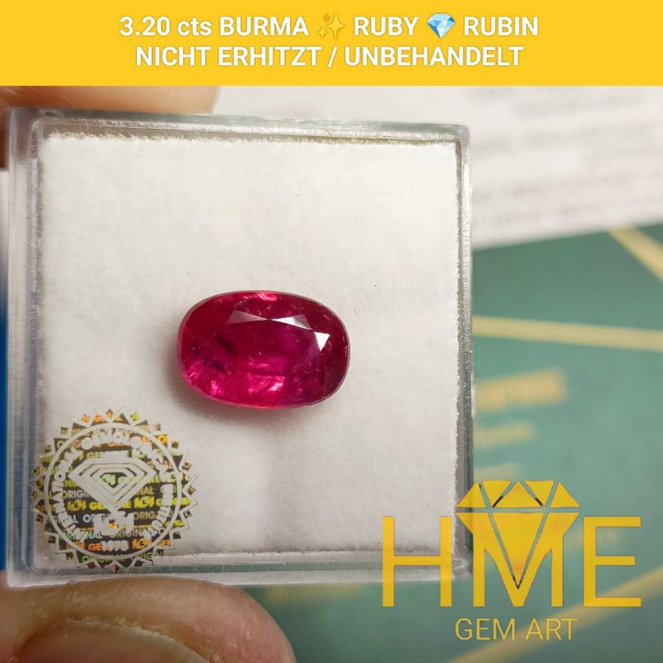 3.20 ct BURMA RUBIN RUBY IGI Zertifikat NICHT ERHITZT TOP (Neu (gemäss ...