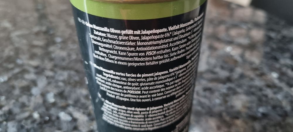 Manzanilla Oliven gefüllt mit Jalapeno, Neu, MHD 22.04.28 (Neu (gemäss ...