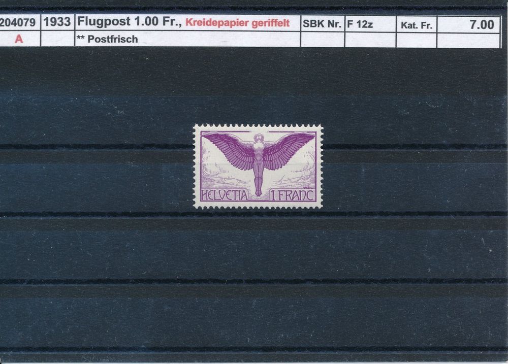 1933 Flugpost - 1.00 Fr., Kreidepapier geriffelt | Kaufen auf Ricardo
