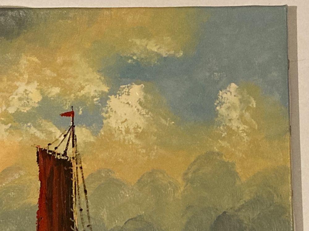 J. van Dyik Landschaftsgemälde signiert Segelboot auf See (Gebraucht ...