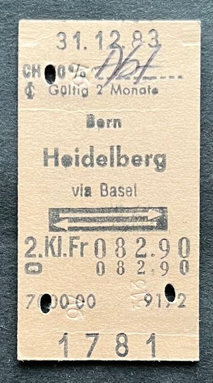 Bern Heidelberg via Basel / 1983/ gebrauchter Zustand (Gebraucht) in Wabern für CHF 1.5 – mit ...