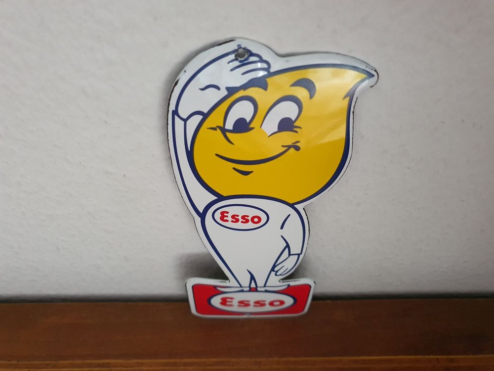 Emailschild ESSO Tankstelle Motor Oil Emaille Schild Reklame (Neu ...