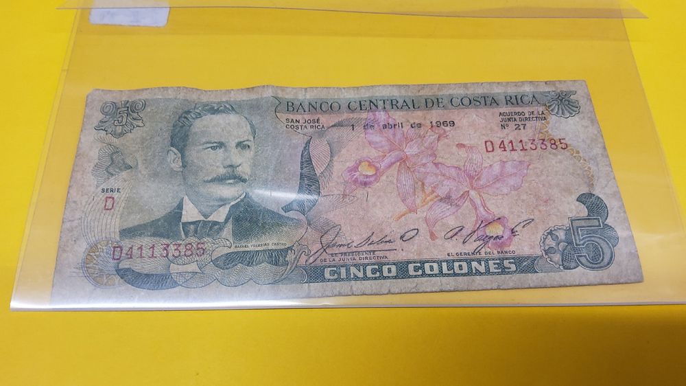 Costa Rica 5 Cinco Colones 1969, Sammler Banknote 👍 (Gebraucht) in ...