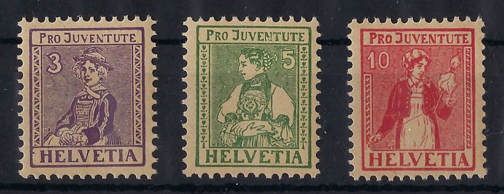 Pro Juventute Satz 1917 Katalog-Nr. J7-J9 mit Abart ** | Kaufen auf Ricardo