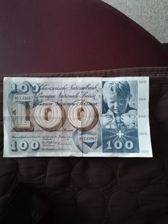 alte 100er Schweizer Banknote aus der 5.Serie 1956 (Gebraucht) in Thun ...