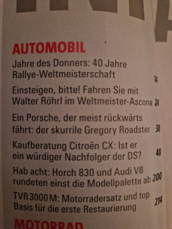 40 Jahre Rallye Citroen CX Maico 490 GS V8 Horch 830 Audi V8 (Gebraucht ...