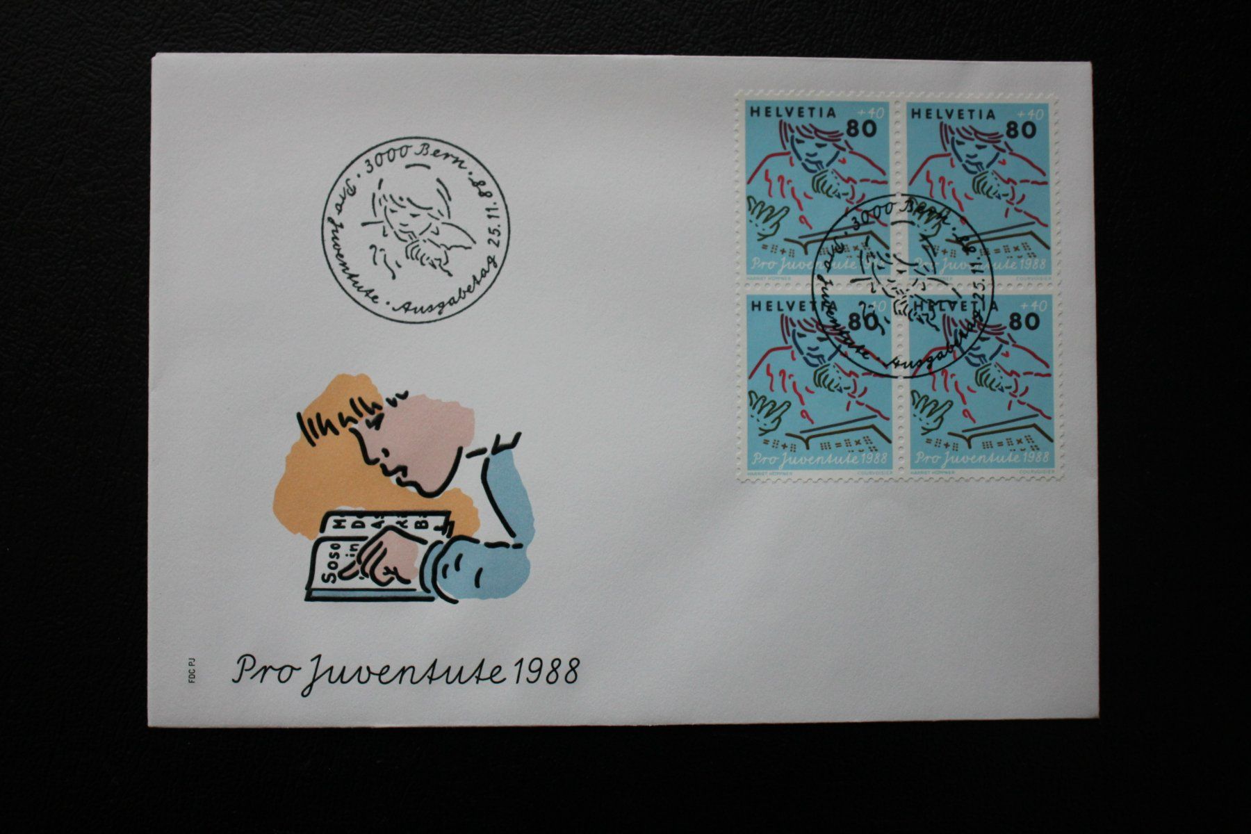 Pro Juventute VIERERBLOCK auf FDC 1988 (Gebraucht) in Wiedlisbach für CHF 0.5 – mit Lieferung ...