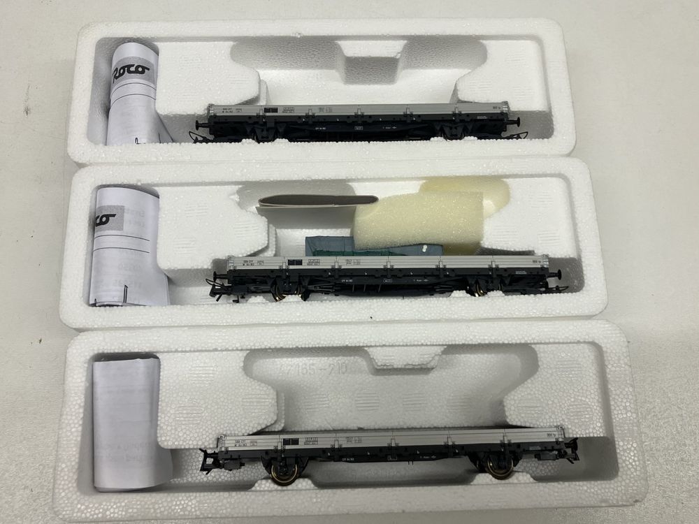 Roco 47791= Set 3 Flachwagen SBB M5 64 183 - 1x beladen (Neu und ...