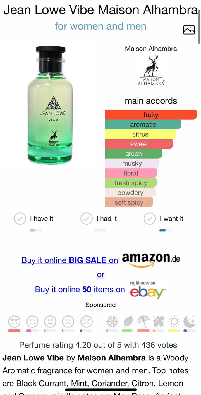 Alhambra Jean Lowe Vibe EDP2ML. (LV Pacific Chill dupe) (Gebraucht) in ...