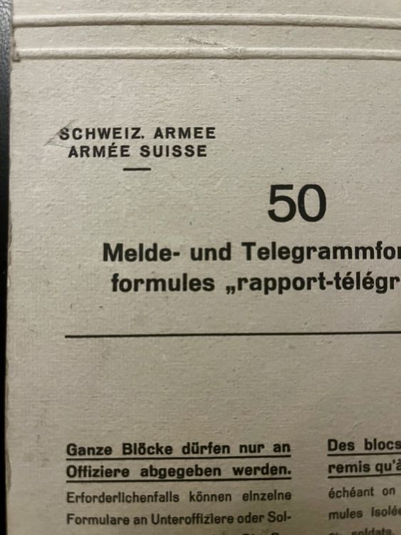 Melde- und Telegrammformulare aus den ‘40. Schweizer Armee | Kaufen auf ...