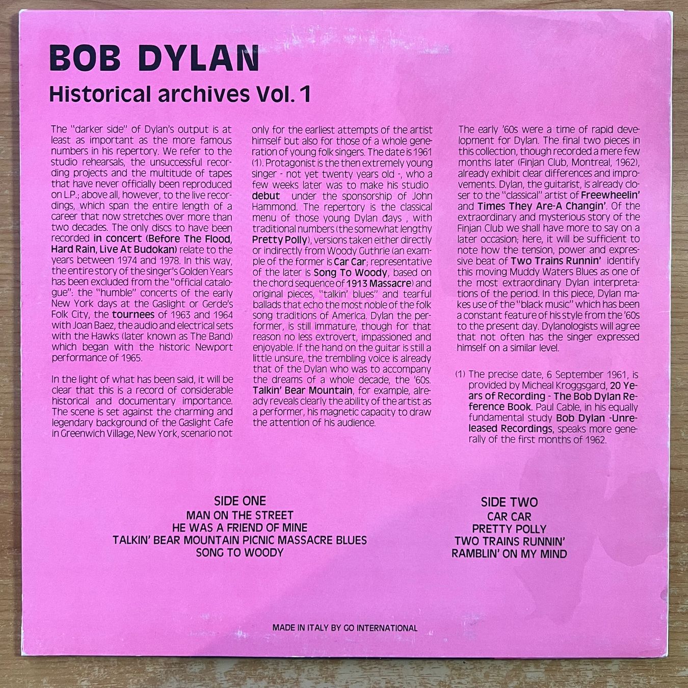 Bob Dylan - Historical Archives Vol. 1 / Italy-Press. 1983 (Gebraucht) in Gais für CHF 49 – mit ...