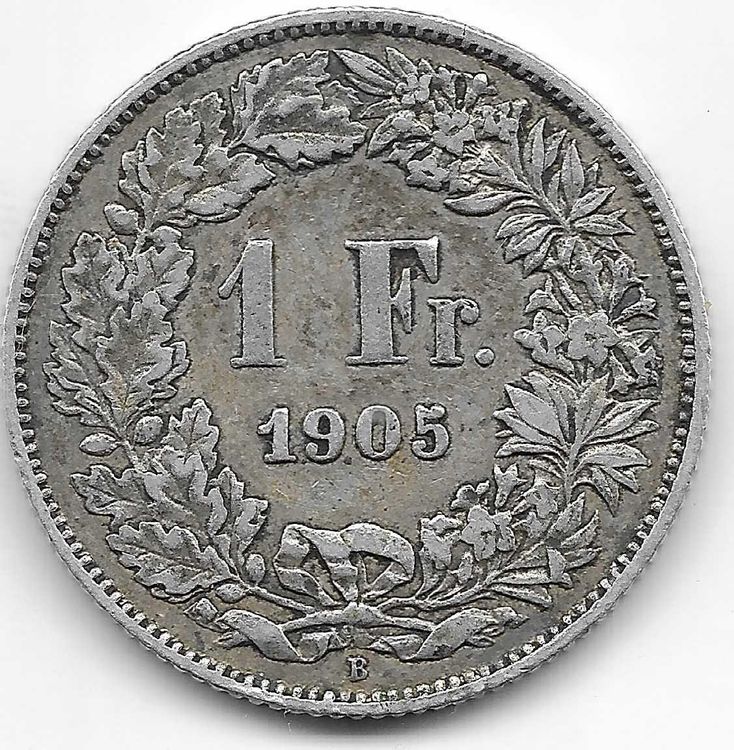 1 Franken 1905 Silbermünze - 120 Jahre unterwegs (Gebraucht) in Wattwil für CHF 7 – mit ...