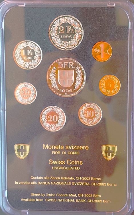 CH - Münzsatz 1996 stgl (Neu und originalverpackt) in Arch für CHF 24 – mit Lieferung auf ...