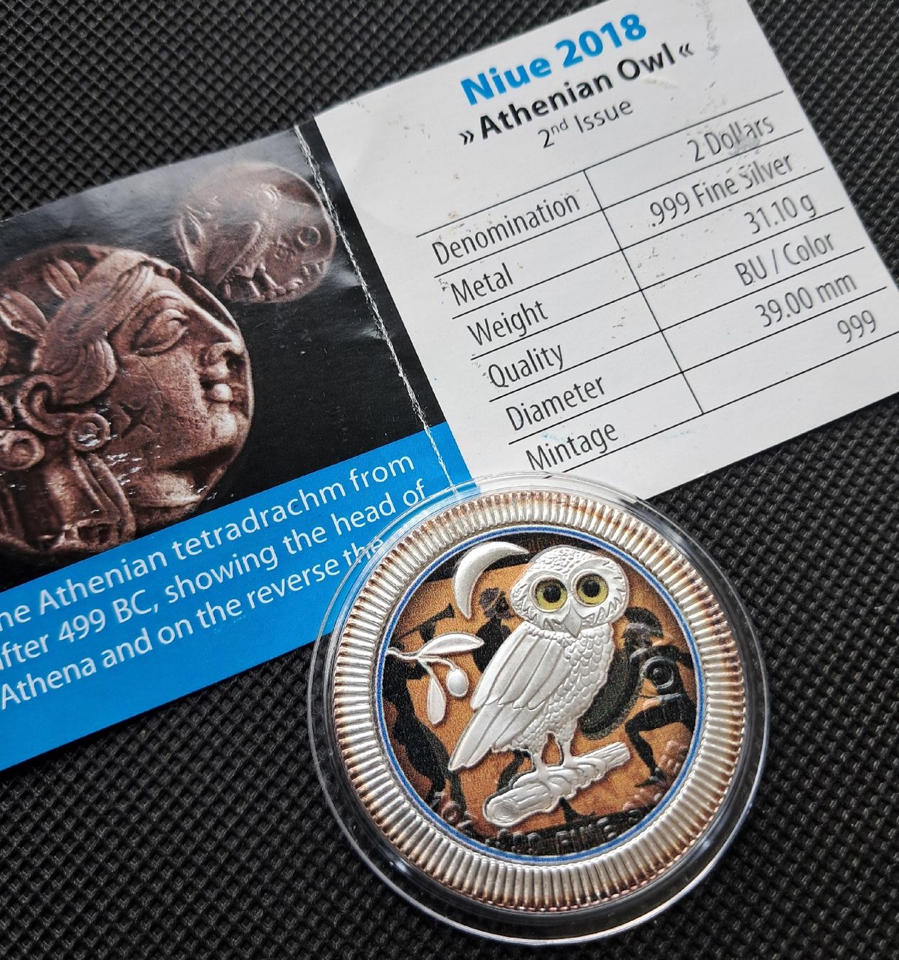 1 OZ Silber Athenian Owl 2018: Auflage: 999 (Neu (gemäss Beschreibung ...