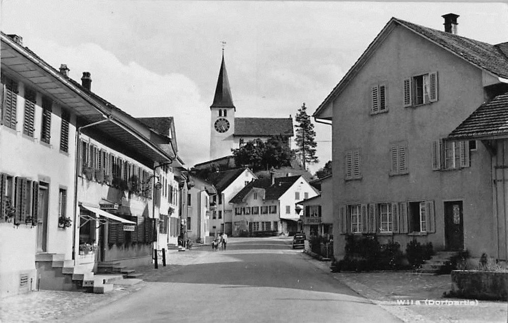 Wila ZH Dorfpartie mit Kirche , 1953 | Kaufen auf Ricardo
