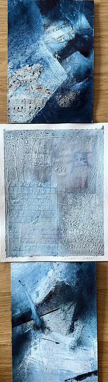 3x Abstrakte Mischtechnik Kolage Unlesige Signiert | Kaufen auf Ricardo
