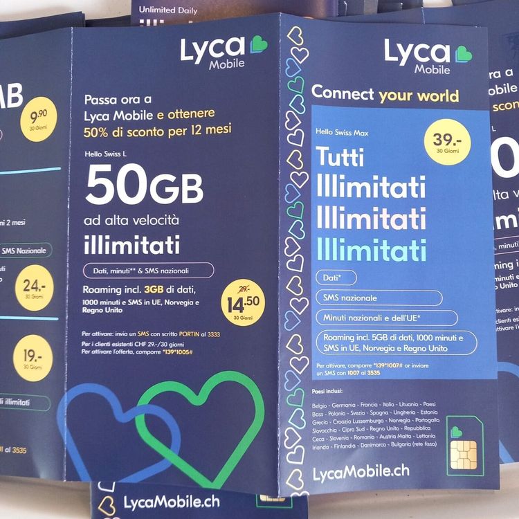 Lyca Mobile Schweizer SIM-Karte. Inklusive 10 CHF Guthaben. (Neu und originalverpackt) in ...