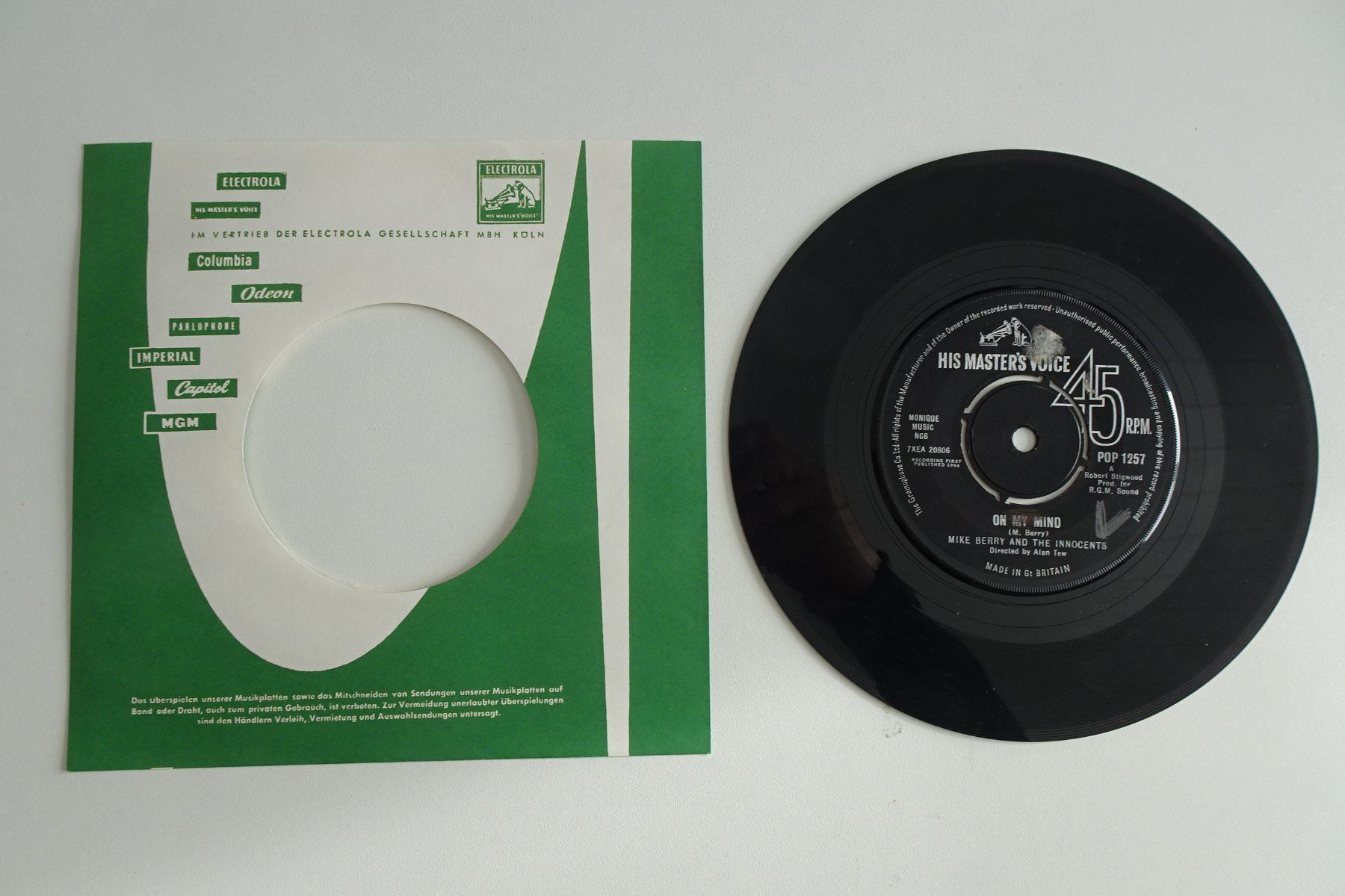 Mike Berry & The Innocents – On My Mind b/w This Little Girl (Defekt ...