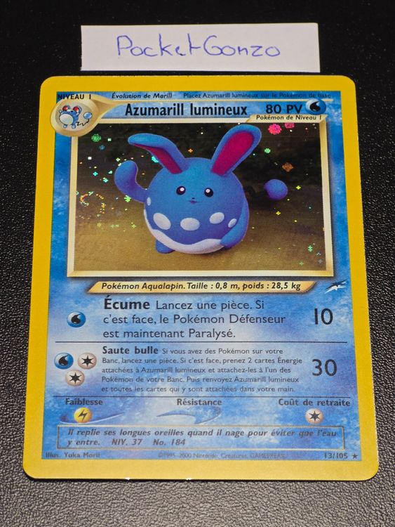 Carte Pokémon Azumarill lumineux 13/105 Neo Destiny Ed2 FR (Neu (gemäss ...