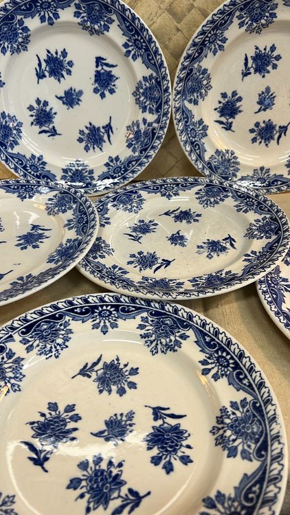 Vintage Longwy ´Delft´ muster teller 6 stück D: 21,5cm (Gebraucht) in ...