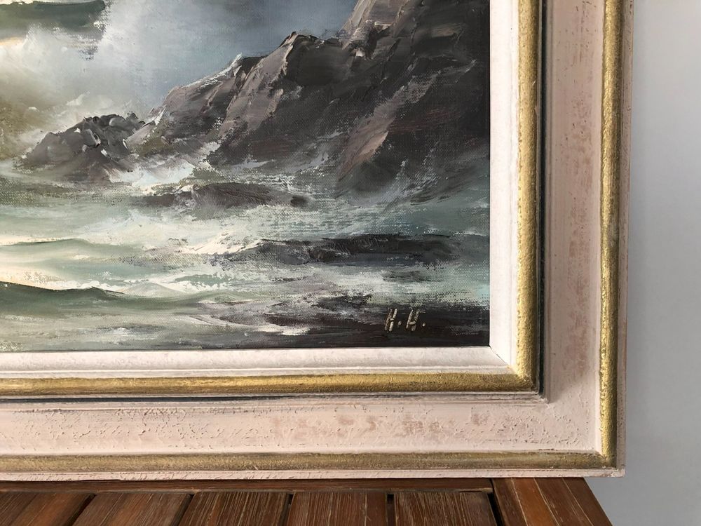 H.H., Wellen/Meer Öl Gemälde, 86 cm breit x 51cm hoch | Kaufen auf Ricardo