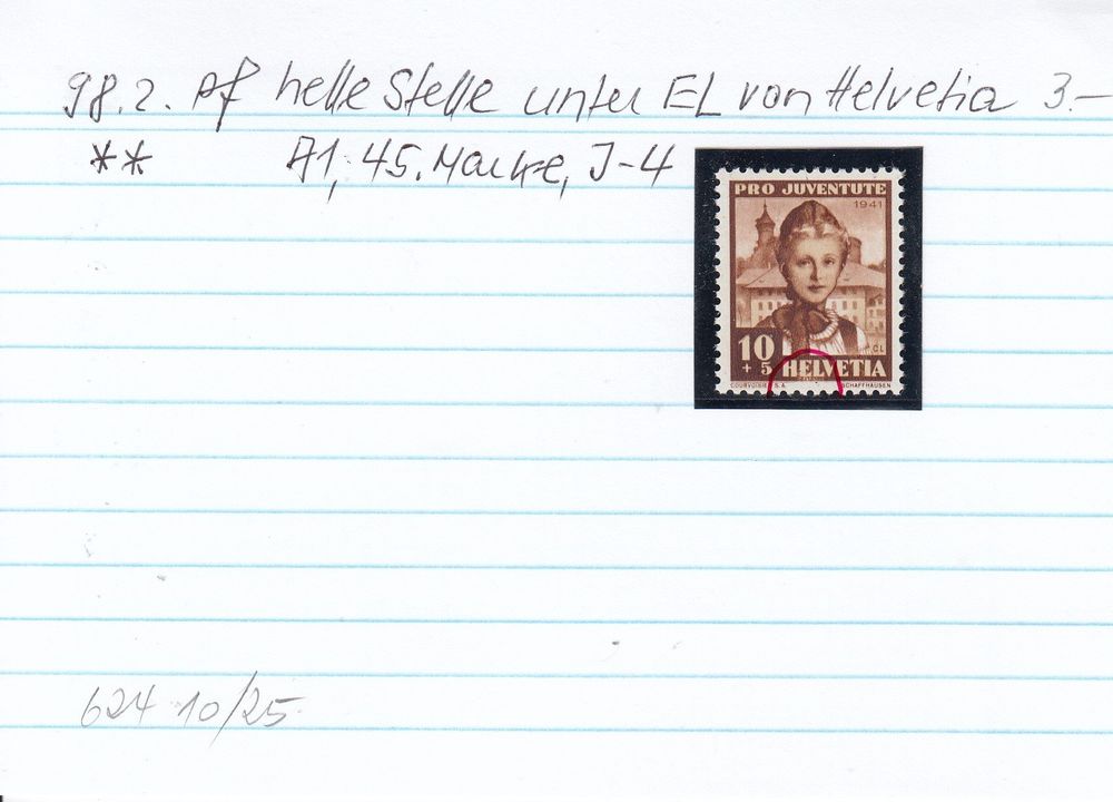 98.2.** Pf. helle Stelle unter EL von Helvetia, A1, 45. M. (Neu (gemäss ...