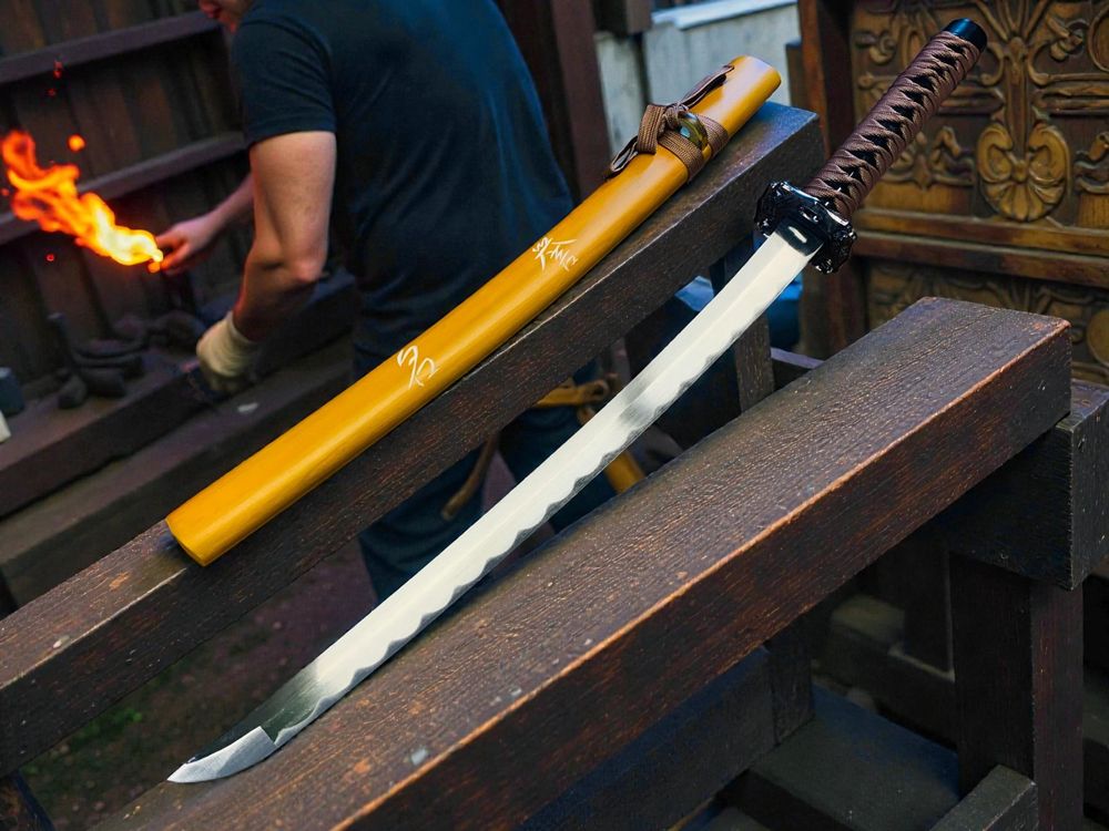 Katana Schwert mit Scheide 78cm Beige-Kadmiumgelb L NEU (Neu und ...