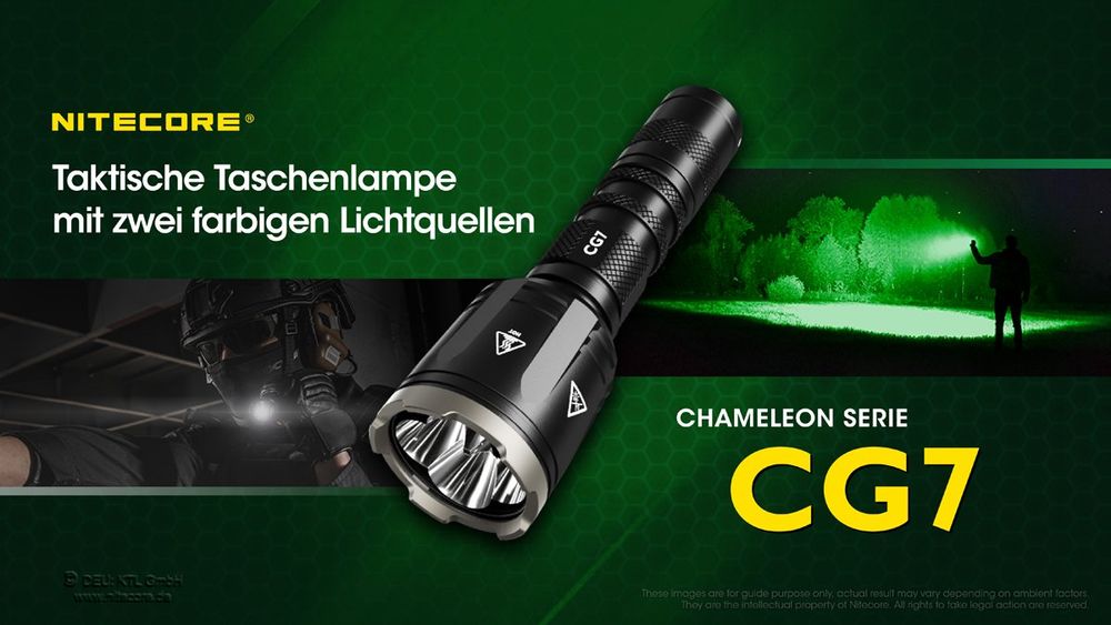 Nitecore CG7 Chameleon, 2500 Lm Weisslicht, 540 Lm Grünlicht (Neu und ...