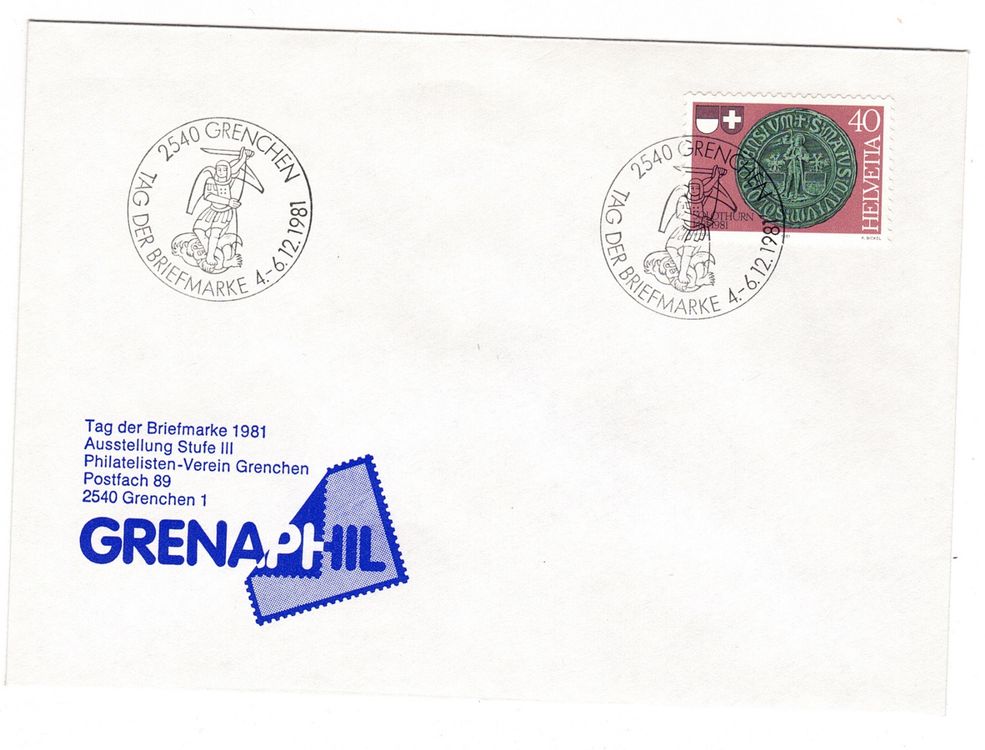 lettre spéciale, journée du timbre Grenchen 1981 (Gebraucht) in La Tour ...