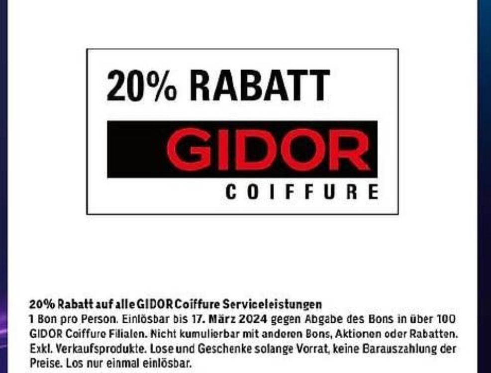 Gidor 20% bon coop pronto win voucher gutschein friseur (Neu und ...