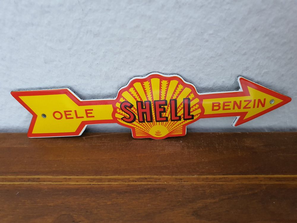 Emailschild Shell Oele Benzin Emaille Schild Reklame Vintage | Kaufen ...
