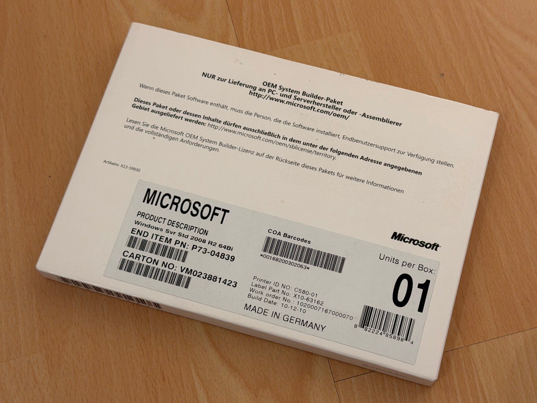 Windows Server 2008 R2 Standard 64 Bit 1-4 CPU OEM (Neu (gemäss ...