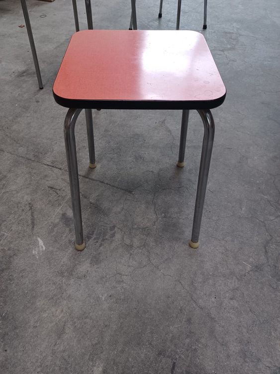 Designklassiker Tabourett (Hocker) rot mit Chromfüssen (Gebraucht) in ...