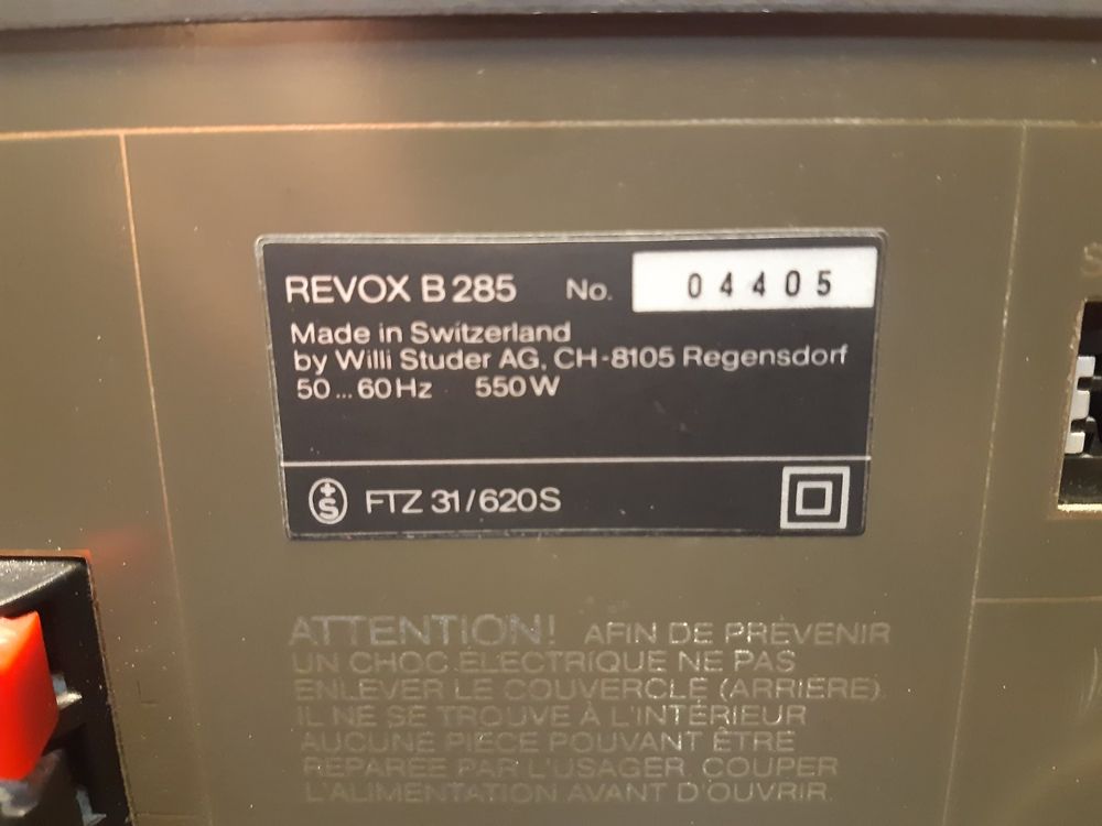 Studer Revox B285 Receiver / Verstärker mit Handbuch & Kabel (Gebraucht) in Speicher für CHF 204 ...