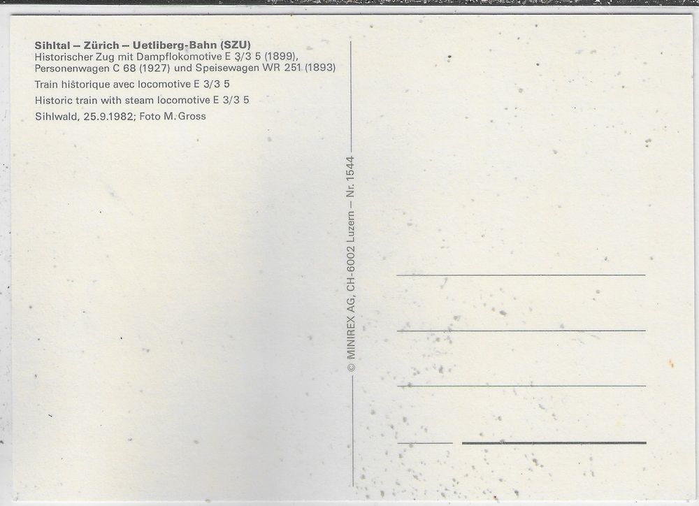 Sihltal-Zürich-Uetliberg-Bahn (SZU) Hist. Zug - Sihlwald (Gebraucht) in ...