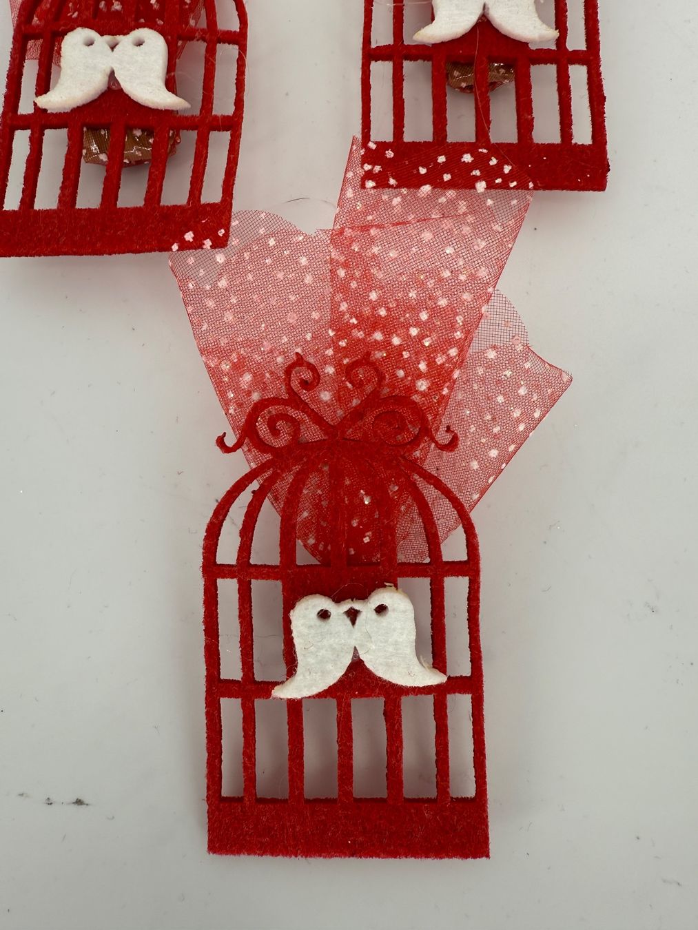 3 Rote Deko Vogelkäfige mit Tauben/ Hochzeitsdeko mit Magnet (Gebraucht ...