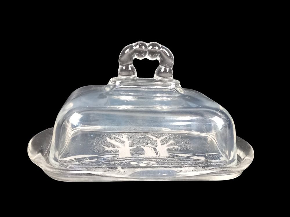 WALTER CRYSTAL GLASS - Butterdose aus Glas, mit Baummotiv (Gebraucht ...