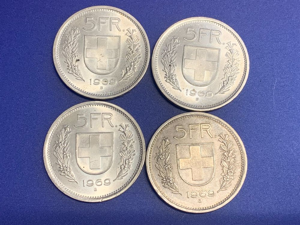 4 Silbermünzen 5 Franken 1969 (Gebraucht) in Fislisbach für CHF 38 – mit Lieferung auf Ricardo ...