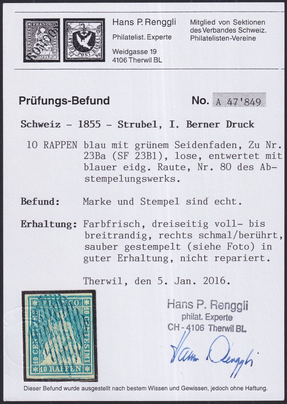 Strubel 23B (23B1) mit Befund, meist breitrandig, 160.-+ (Gebraucht) in ...