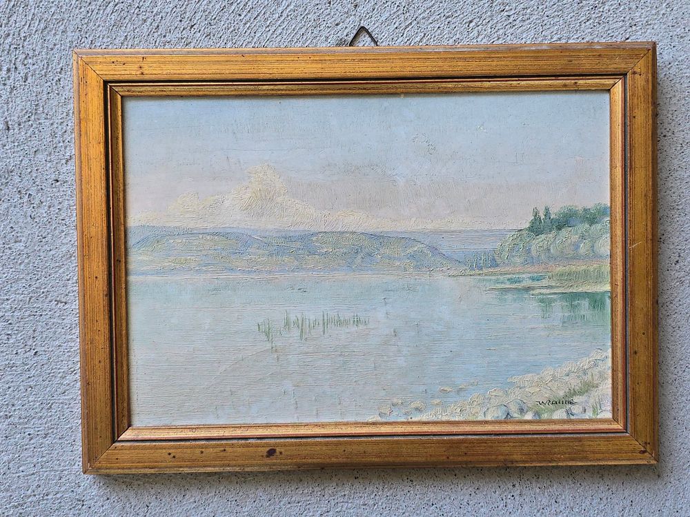 Gemälde Walther Racine "Am Murtensee, mit Mont Vully" sign. (Gebraucht ...
