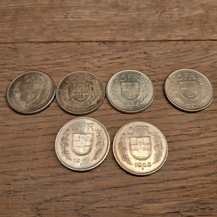 6x 5 Franken 1965 Silbergeld (Gebraucht) in Belp für CHF 49 – mit Lieferung auf Ricardo kaufen