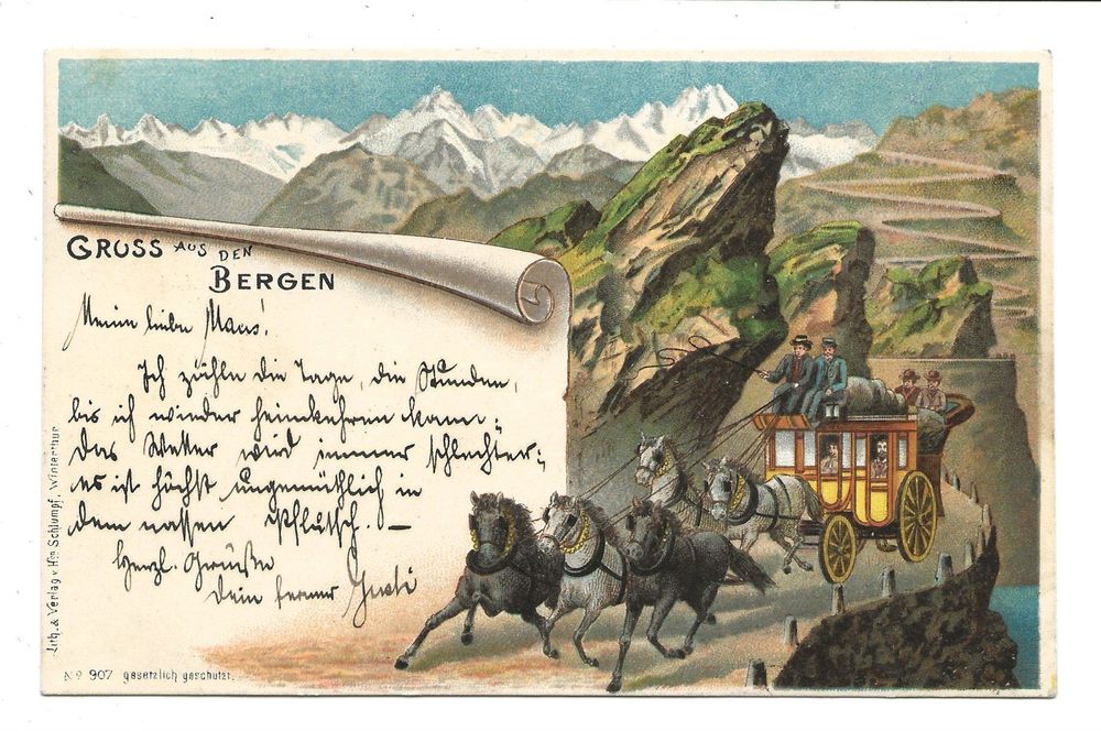 Gruss aus den Bergen uralte Litho-Karte (Gebraucht) in Engelburg für CHF 8.9 – mit Lieferung auf ...