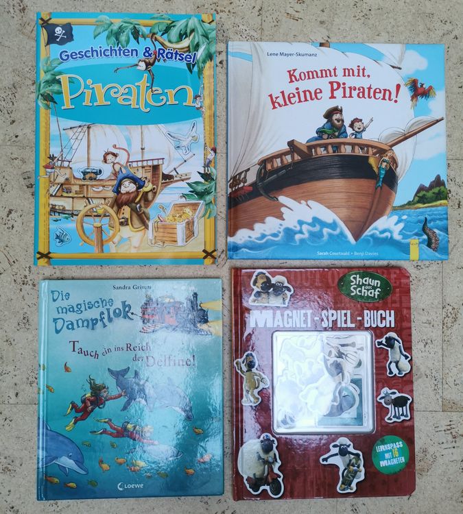 4 Kinderbücher, Piraten, Delphine, Shaun das Schaf Magnet (Gebraucht ...