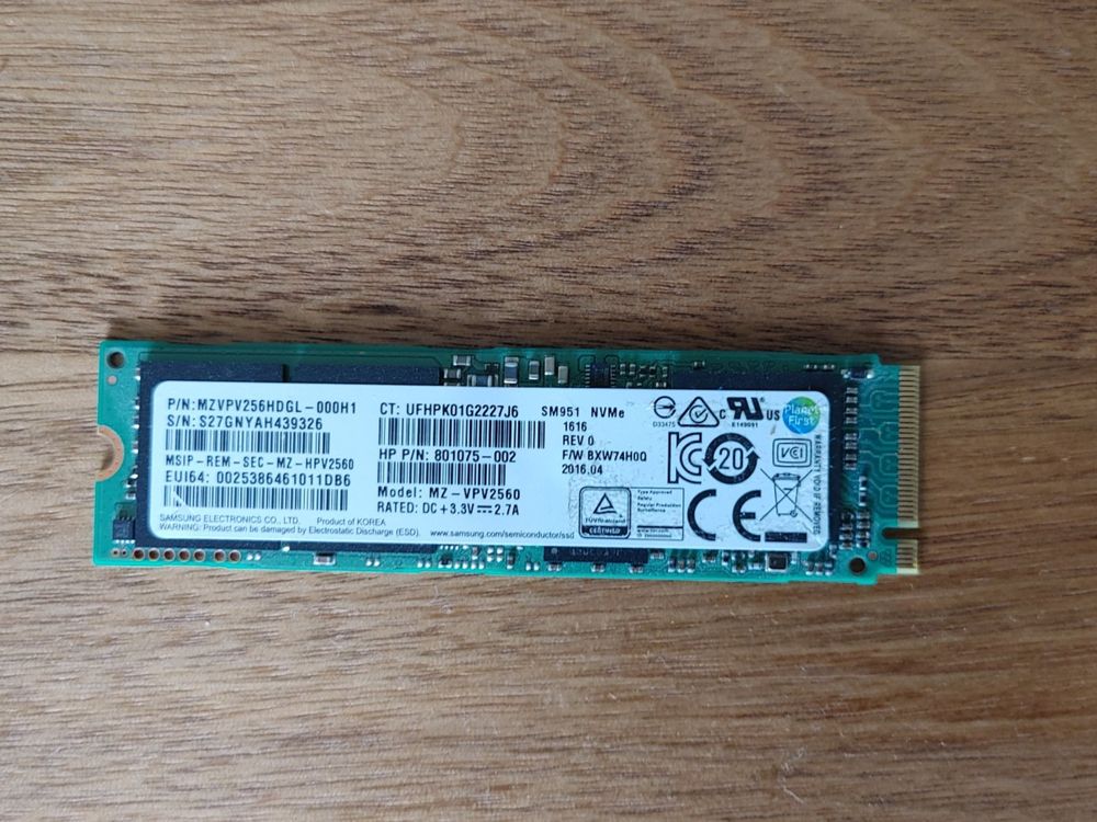 Samsung NVMe SSD 256 GB (Gebraucht) in Teufen AR für CHF 16 – mit ...