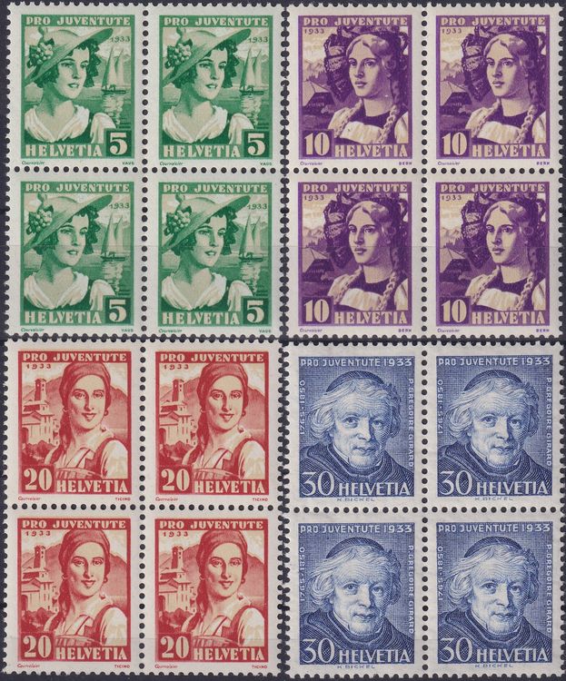 1933, J65-J68 postfrische Viererblöcke (**) Kat: 60.- (Gebraucht) in ...